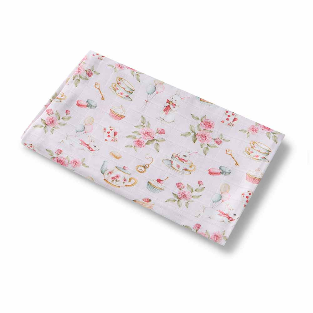 Alice’s Tea Party Organic Muslin Wrap – Polly and Willow